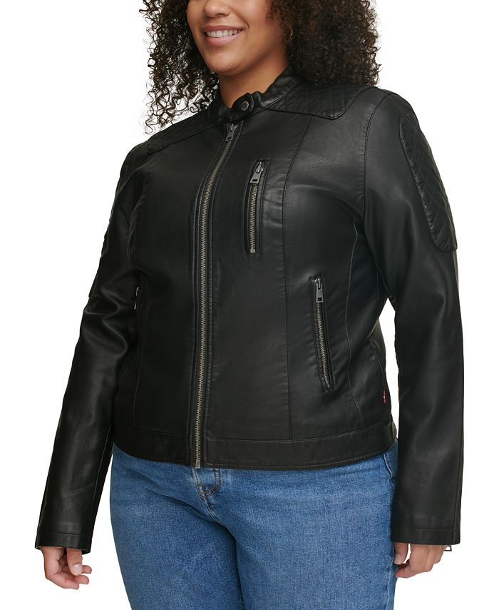 Levi's Plus Size Faux Leather Motocross Racer Jacket - Macy's