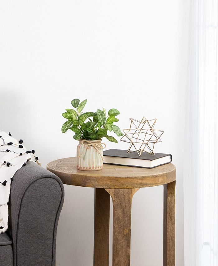 Northlight 8" Reticulated Artificial Spring Foliage in Ceramic Pot - Macy's