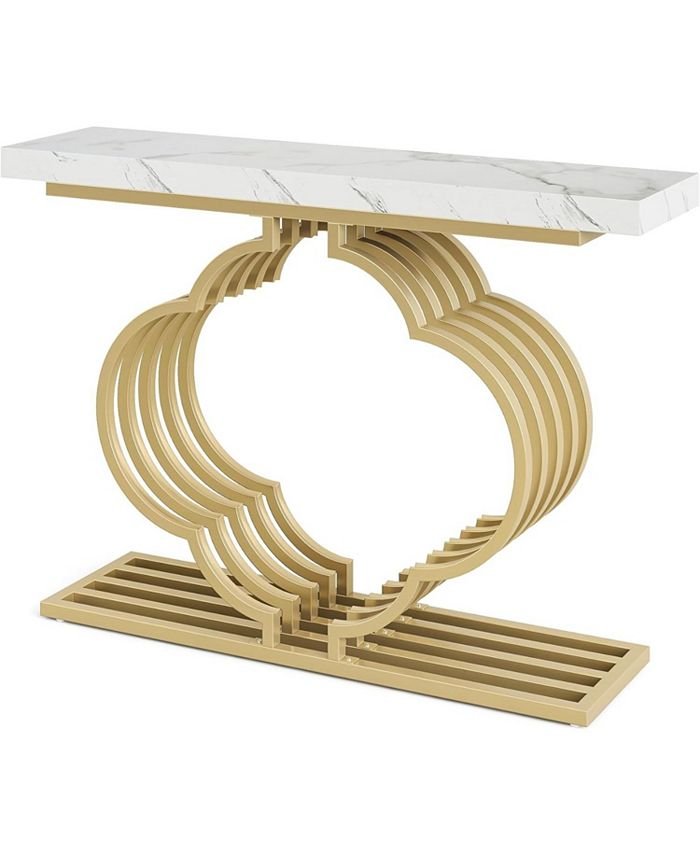 Tribesigns 41" Golden Console Table, Faux Marble Entry Table ...