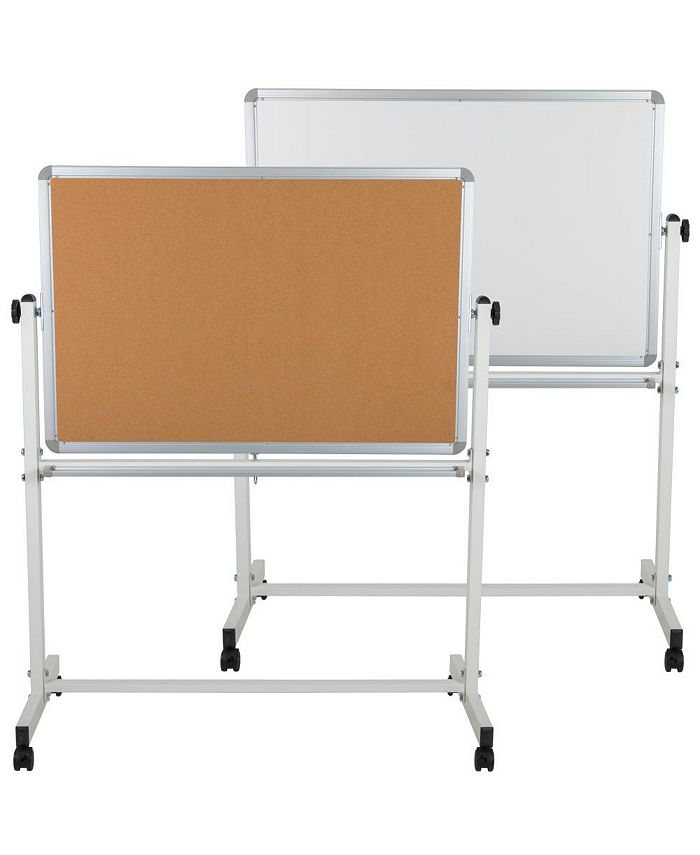 EMMA+OLIVER Reversible Mobile Cork Bulletin Board And White Board Stand ...