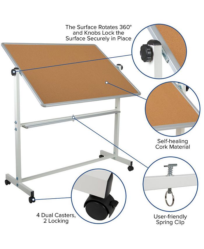 EMMA+OLIVER Reversible Mobile Cork Bulletin Board And White Board Stand ...