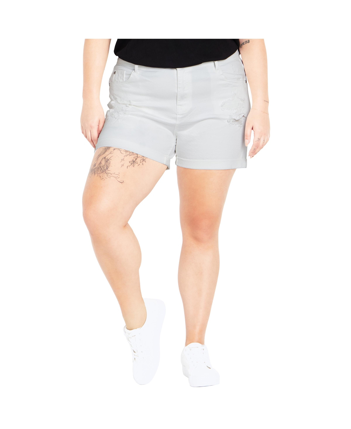 Click here for Plus Size Ripped Love Short - Ivory prices