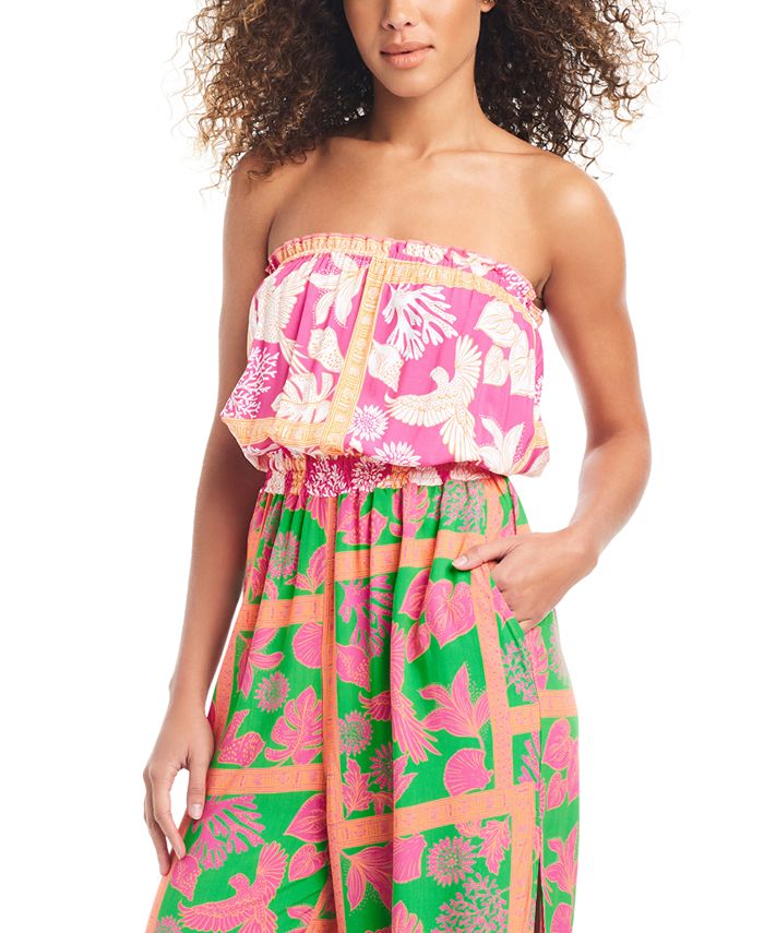 Bar III Women's Strapless Cover-Up Jumpsuit, Created for Macy's - Macy's