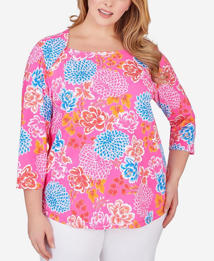 Ruby Rd. Plus Size Mums Stretch Cotton Top - Macy's