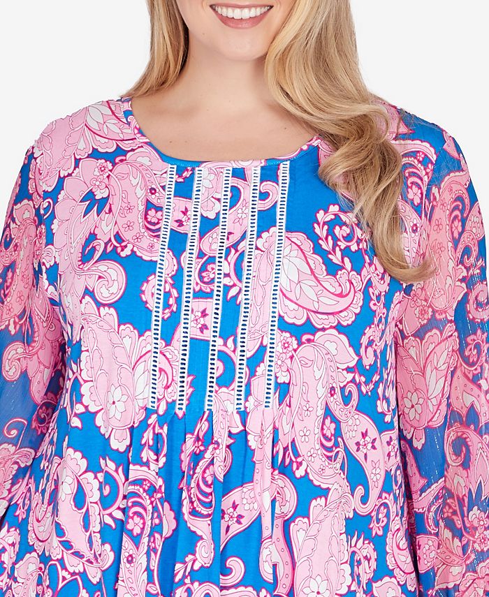 Ruby Rd. Plus Size Bright Paisley Knit Top - Macy's