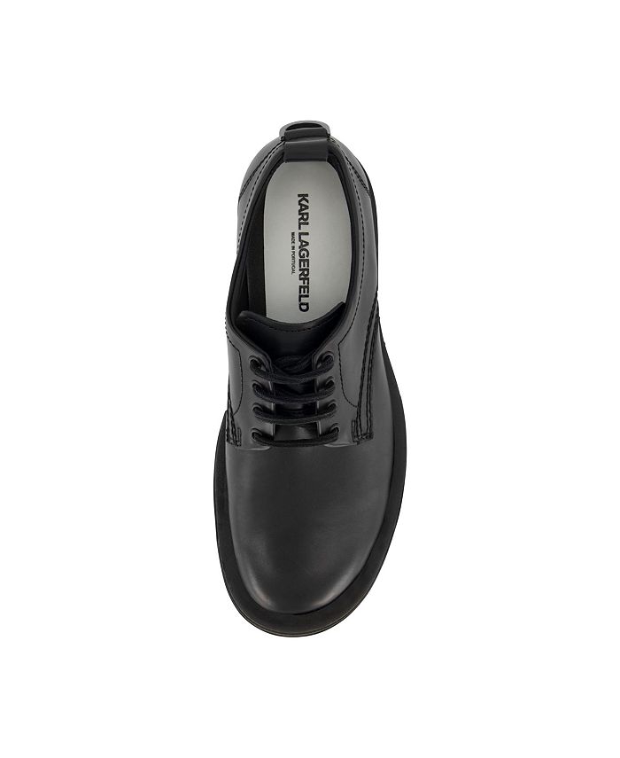 KARL LAGERFELD PARIS Men's White Label Leather Plain Toe Derby On Lug ...