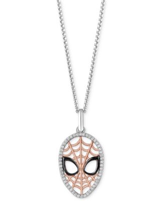 Marvel Wonder Fine Jewelry Diamond Spiderman Mask 18" Pendant Necklace ...