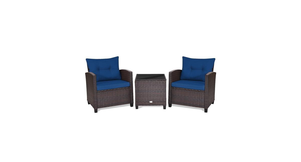 Click here for Slickblue 3 Pcs Patio Rattan Furniture Set Cushion... prices