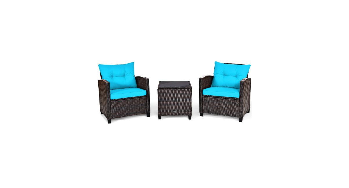 Click here for Slickblue 3 Pcs Patio Rattan Furniture Set Cushion... prices