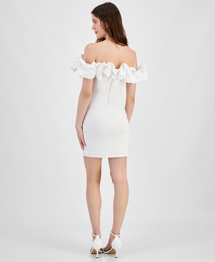 City Studios Juniors' Ruffled Off-The-Shoulder Bodycon Dress - Macy's