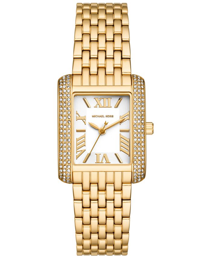 Michael Kors Women's Emery Three-Hand Gold-Tone Stainless Steel Watch ...