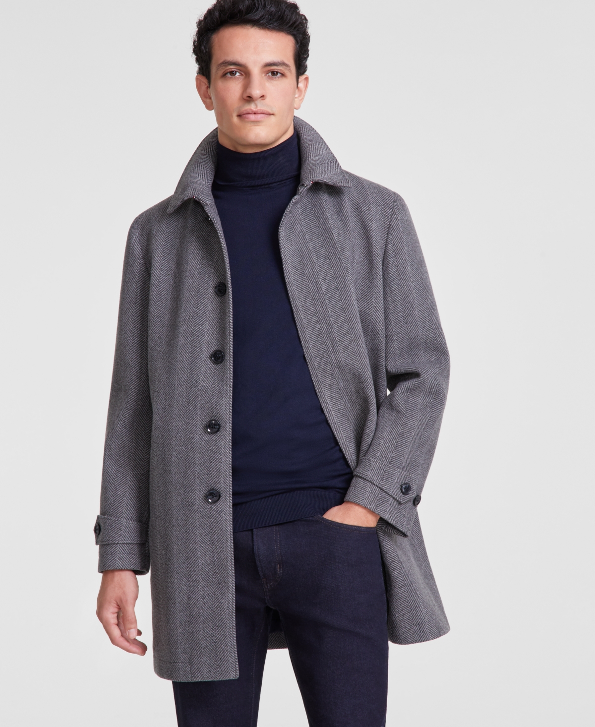 Click here for Tommy Hilfiger Men Classic Fit Melange Overcoat -... prices