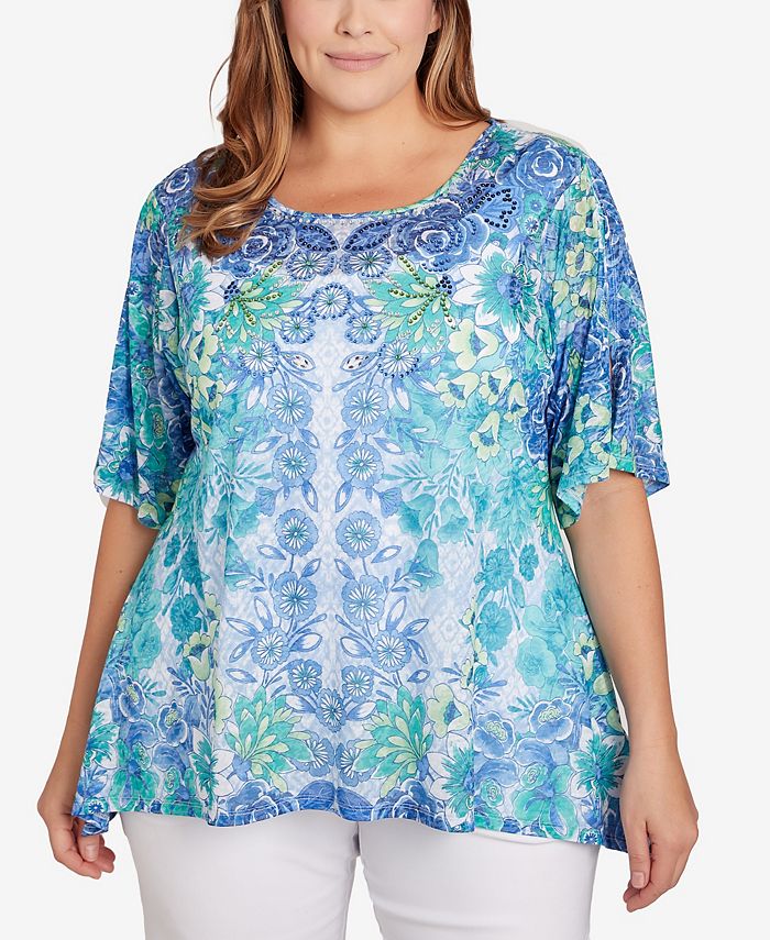 Ruby Rd. Plus Size Embroidered Floral Top - Macy's