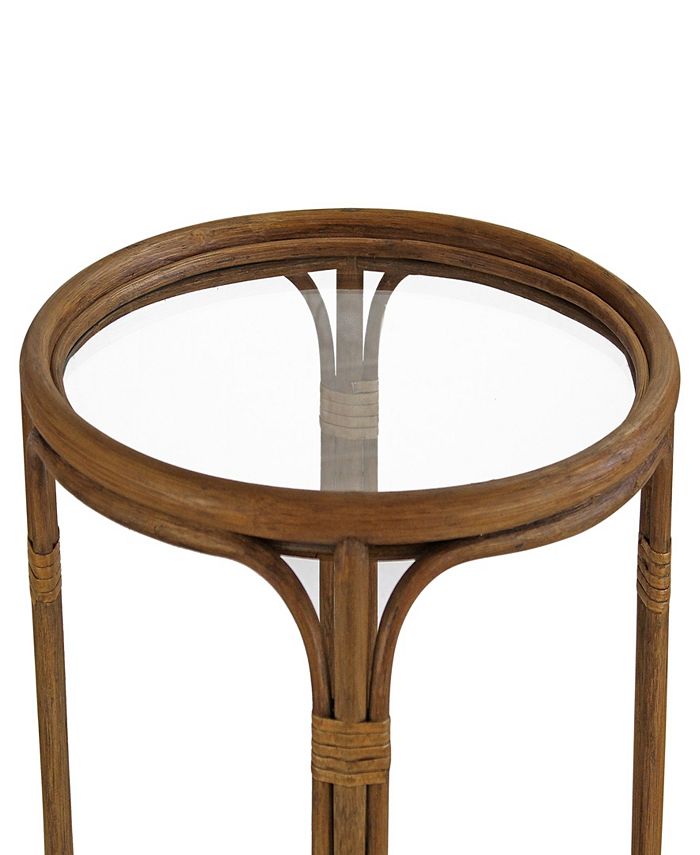 Gallerie Décor Gallerie Decor Bimini Glass Top Rattan Side Table - Macy's
