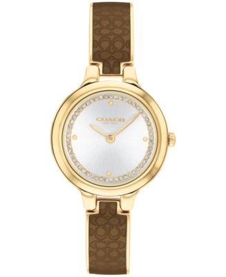 COACH Women's Chelsea Gold-Tone and Bronze Signature C Bangle Watch ...