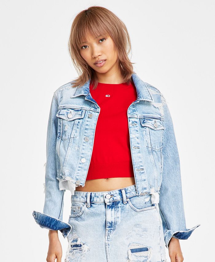 Tommy Jeans Women's Izzie Cut-Off Denim Jacket - Macy's