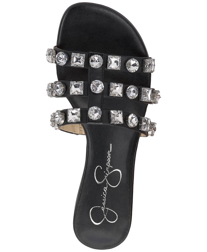 Jessica Simpson Detta Crystal Embellished Slide Sandals - Macy's
