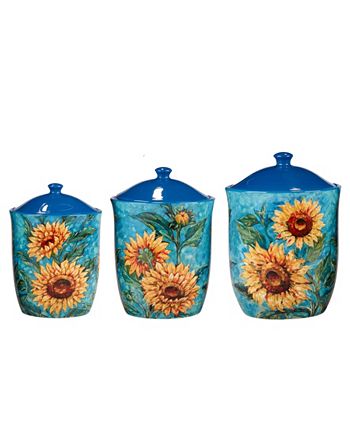 Certified International Golden Sunflowers Set of 3 Canisters - Macy's