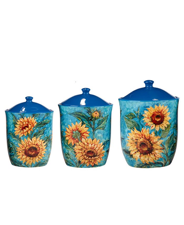 Certified International Golden Sunflowers Set of 3 Canisters - Macy's