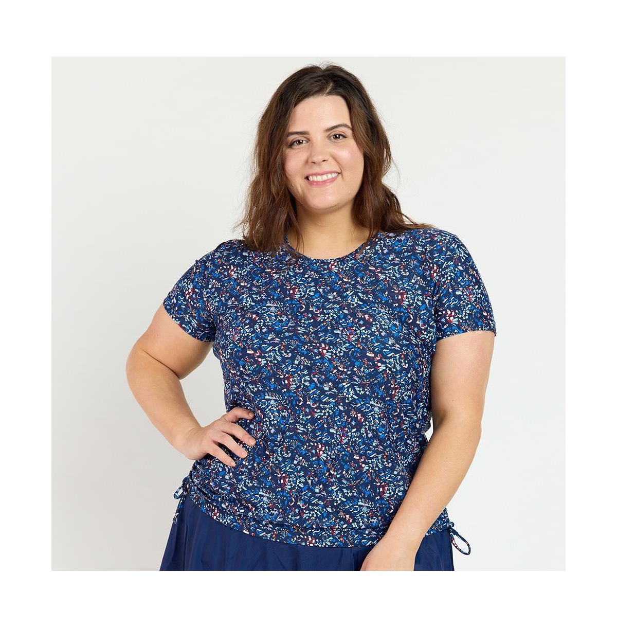 Click here for Calypsa Plus Size Adele Swim Top - Navy mosaic prices
