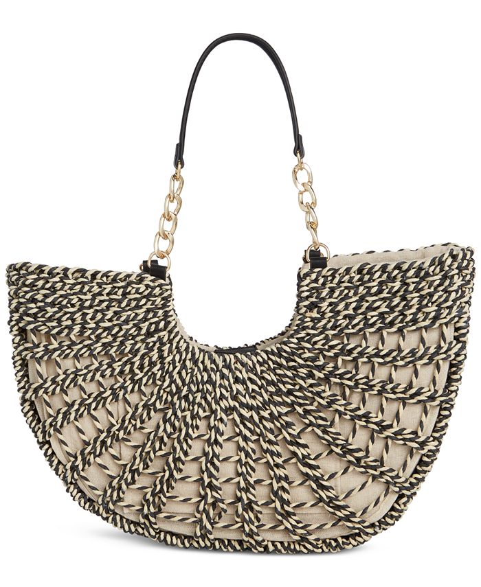 I.N.C. International Concepts Ivah Extra-Large Woven Straw Chain Tote ...