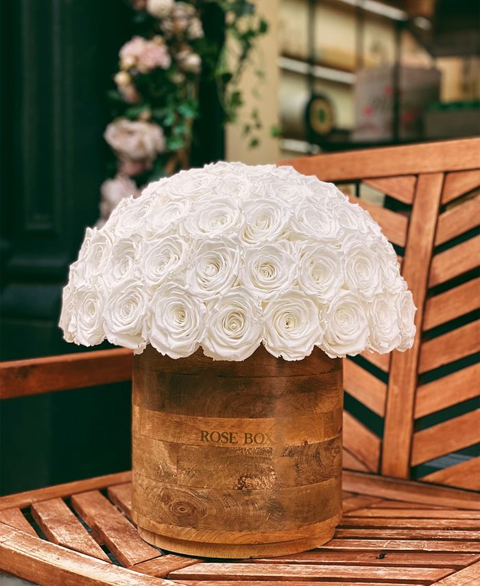 Rose Box NYC Half Ball of Pure White Long Lasting Preserved Real Roses ...