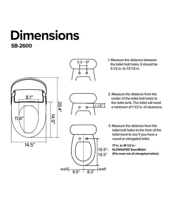 SmartBidet SB-2600 Advanced Electric Bidet Seat for Elongated Toilets ...