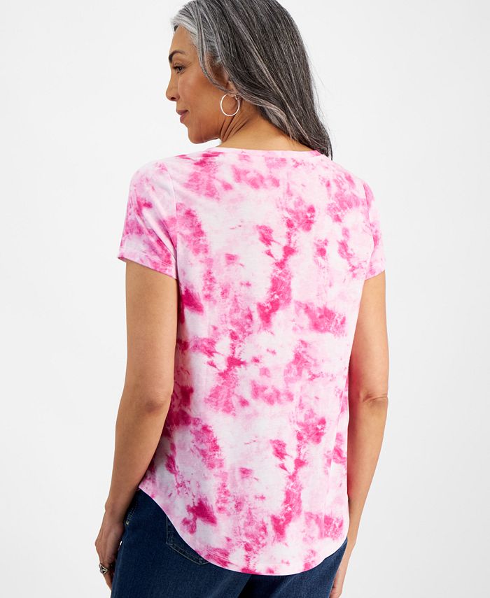 Style & Co Women's Tie-Dye V-Neck T-Shirt, Created for Macy's - Macy's