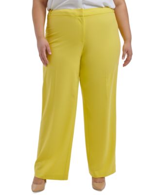 Calvin Klein Plus Size Lux Highline Tab-Waist Pants - Macy's