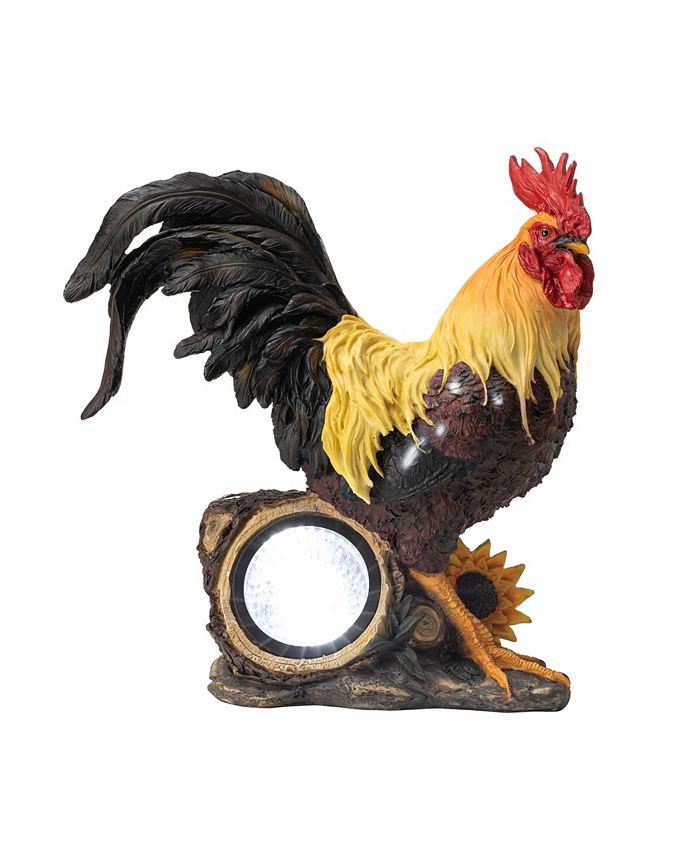 Glitzhome Resin Solar Powered Vibrant Rooster Garden Statue - Macy's
