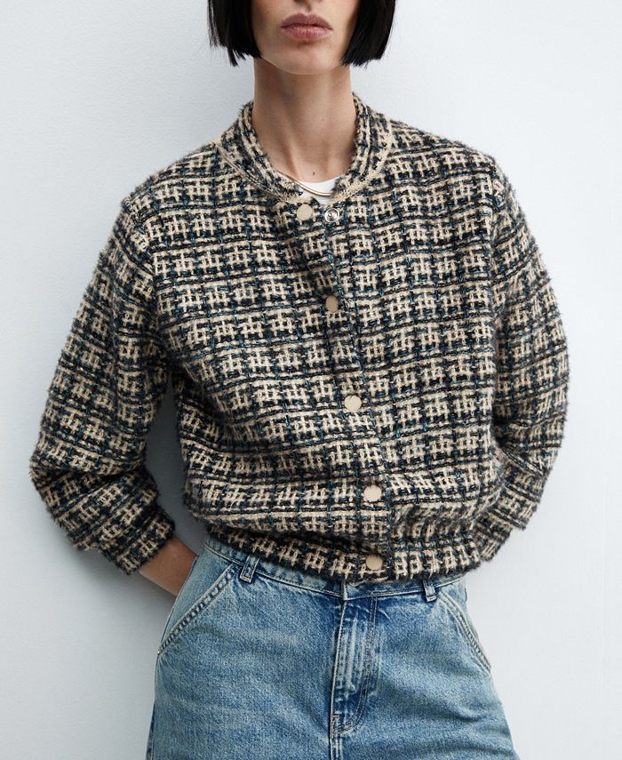 MANGO Women's Tweed Bomber Jacket - Macy's