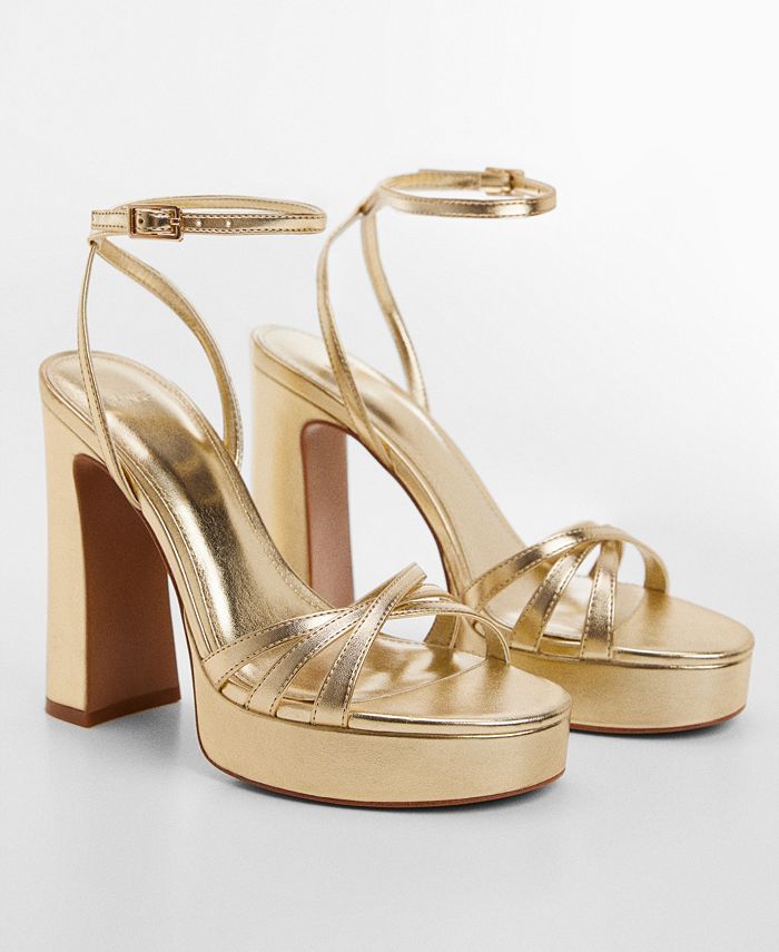 MANGO Women's Metallic Platform Sandals - Macy's
