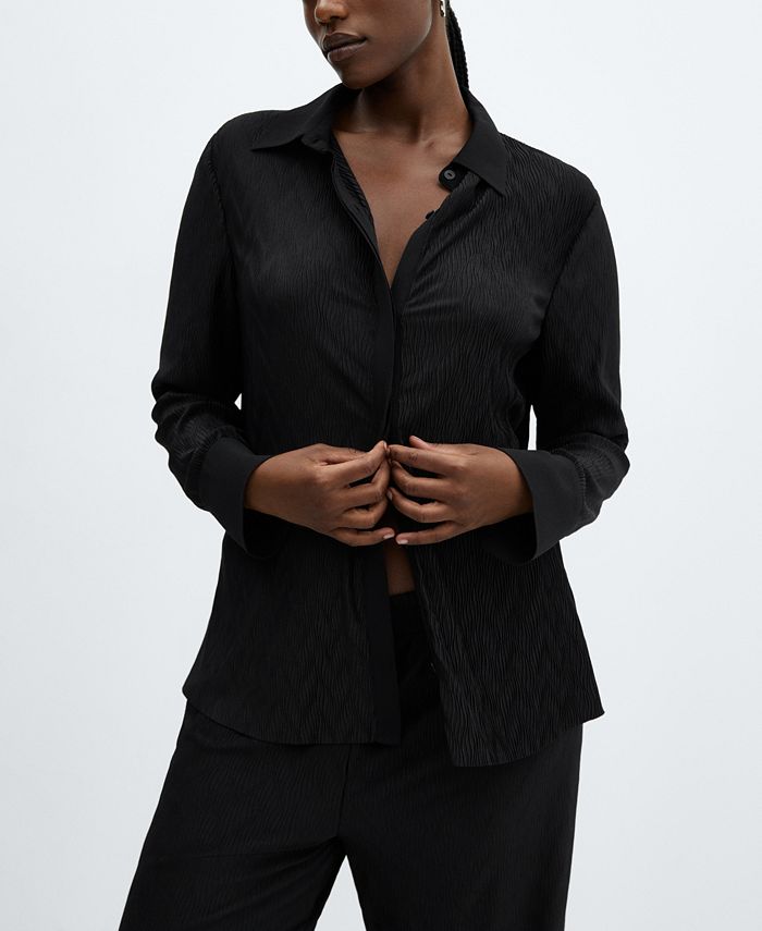 MANGO Women's Buttons Detail Textured Shirt - Macy's