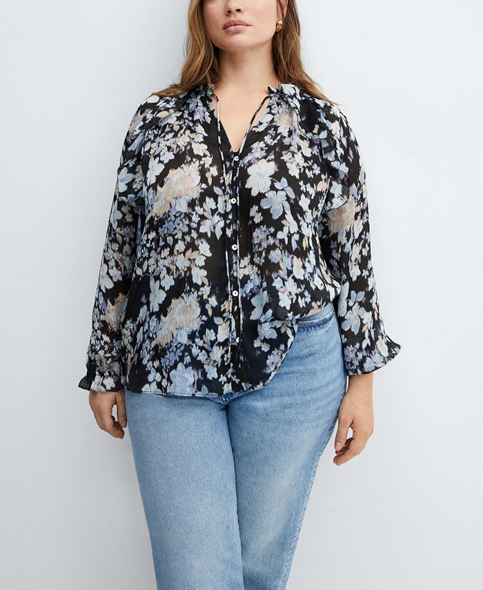 MANGO Women's Floral-Print Flowy Blouse - Macy's