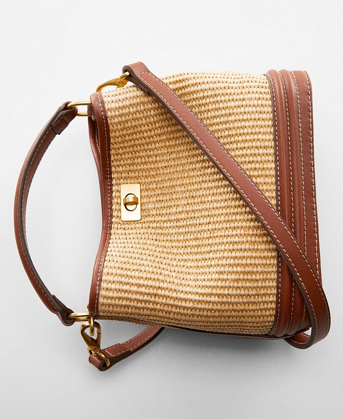 MANGO Women's Raffia-Effect Bucket Bag - Macy's