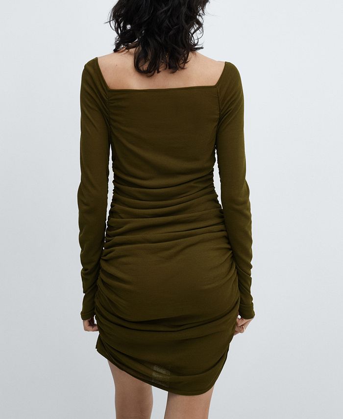 MANGO Women's Puffed Sleeves Detail Ruffled Dress - Macy's