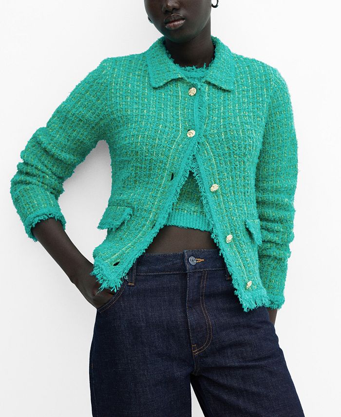 MANGO Women's Pocket Tweed Cardigan - Macy's