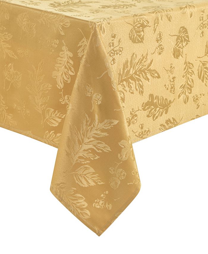 Elrene Elegant Woven Leaves Jacquard Damask Tablecloth, 60" x 84 ...
