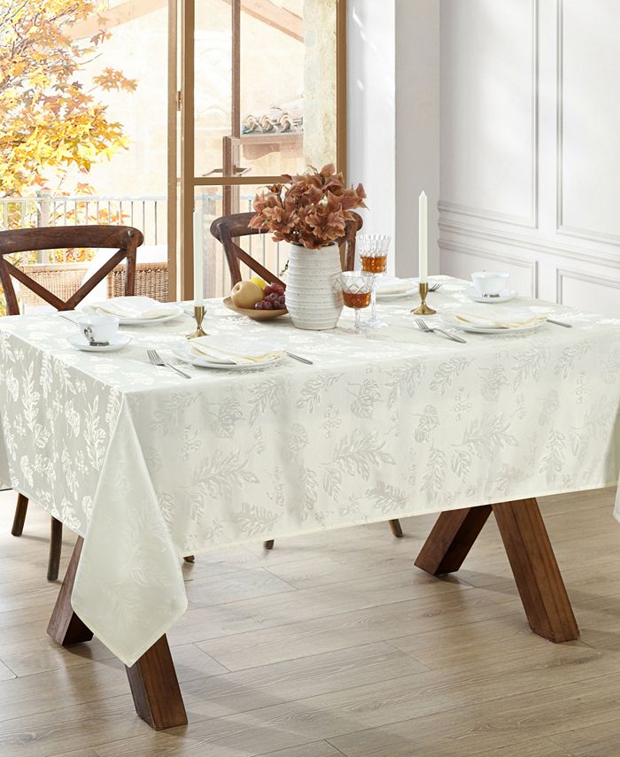 Elrene Elegant Woven Leaves Jacquard Damask Tablecloth, 60" x 120" - Macy's