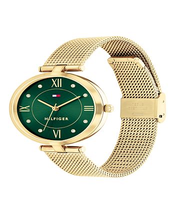 Tommy Hilfiger Women's Quartz Gold-Tone Stainless Steel Mesh Watch 34mm ...