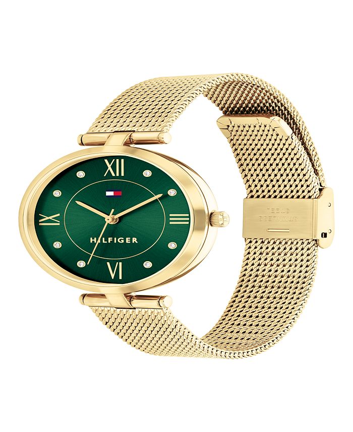 Tommy Hilfiger Women's Quartz Gold-Tone Stainless Steel Mesh Watch 34mm ...