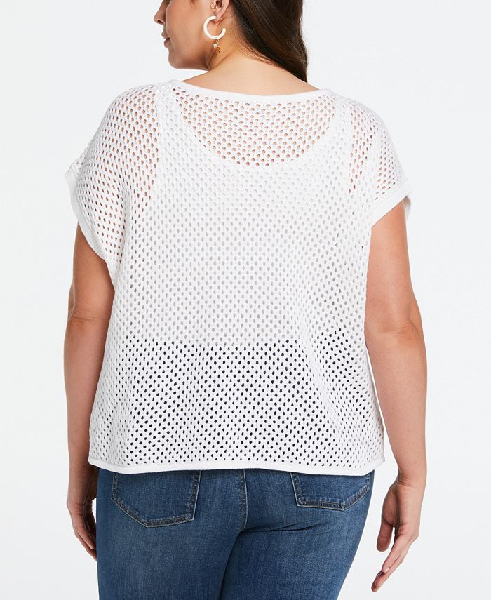 ELLA Rafaella Plus Size Oversized Mesh Sweater - Macy's