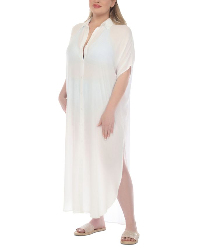 Raviya Plus Size Button-Front Cover-Up Maxi Dress - Macy's