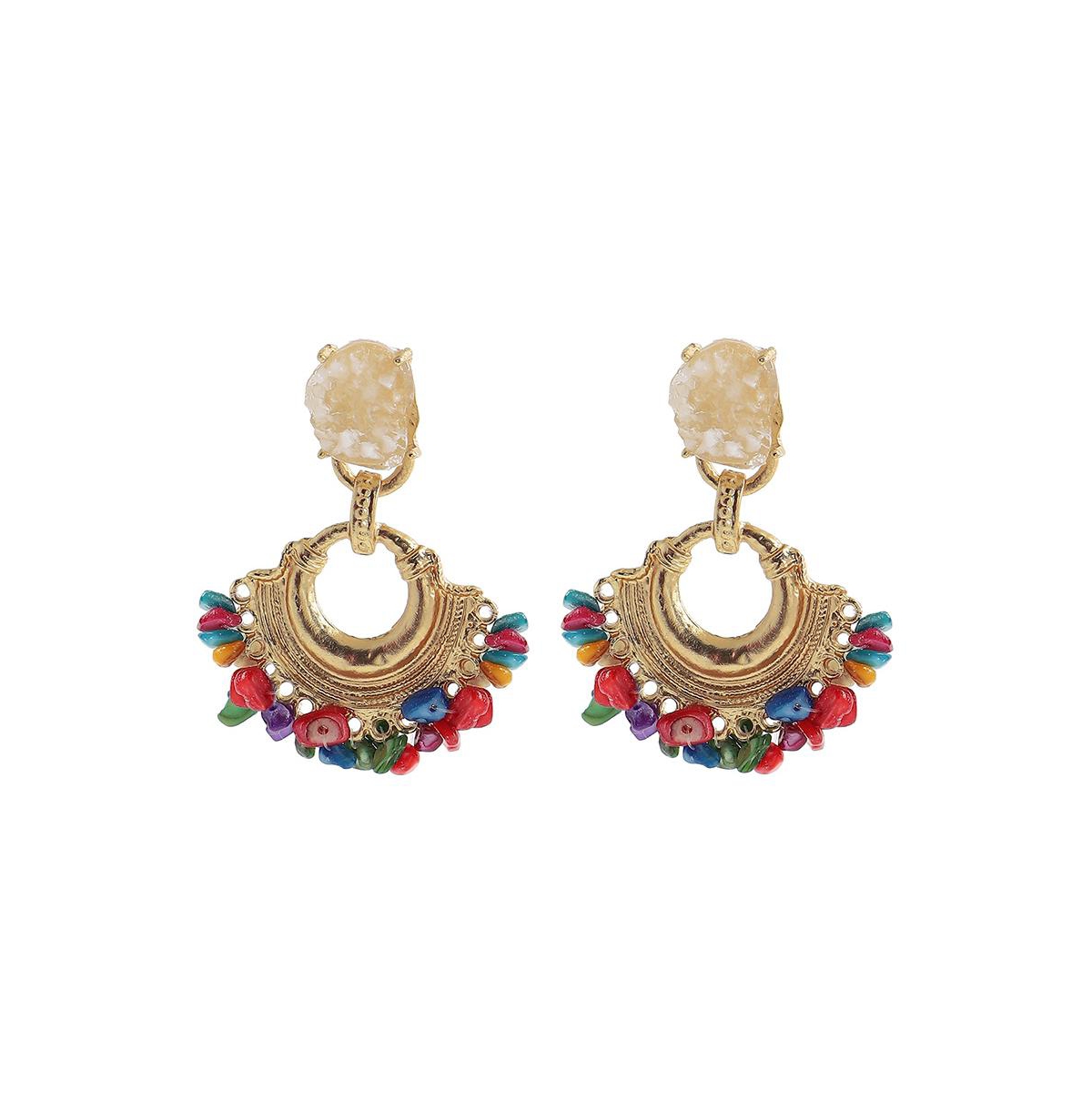 Click here for Sohi Womens Multicolor Cluster Stone Drop Earrings... prices