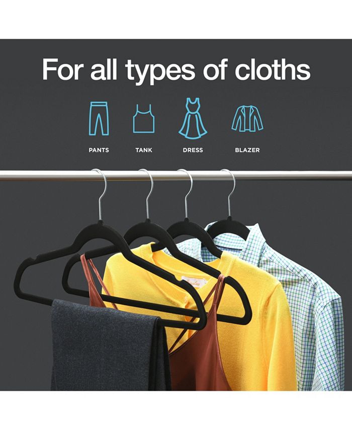 HomeIT 50-pack Velvet Hanger Ultra-Thin - 360 Degree Swivel Hook Black ...