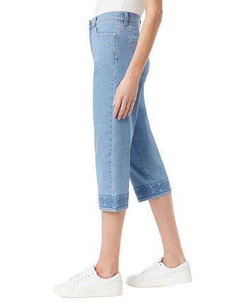 Gloria Vanderbilt Women's Amanda Embroidered Hem Capri Jeans - Macy's