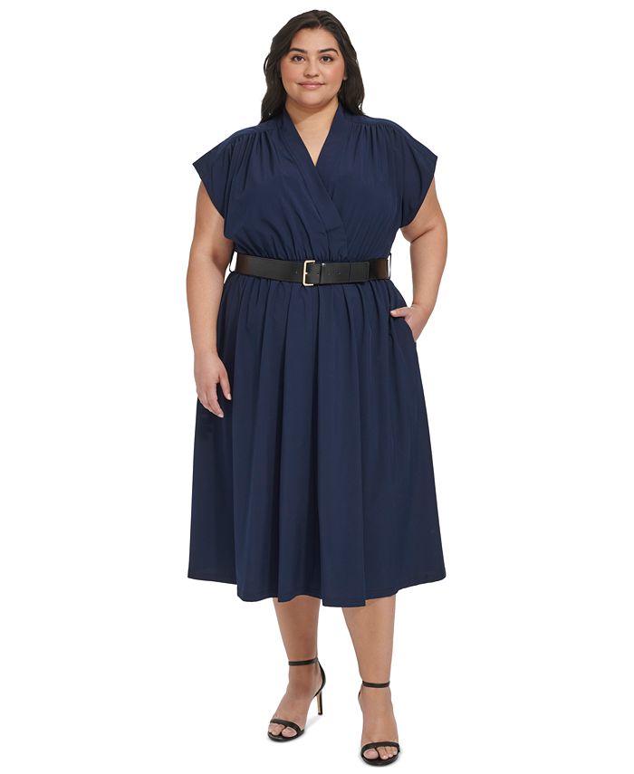 Calvin Klein Plus Size Commuter Belted Midi Dress Macys