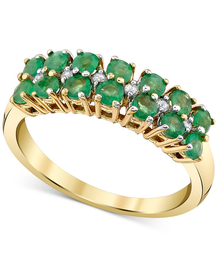 Macy's Emerald (1-1/8 ct. t.w.) & Diamond Accent Double Row Ring in 10k ...