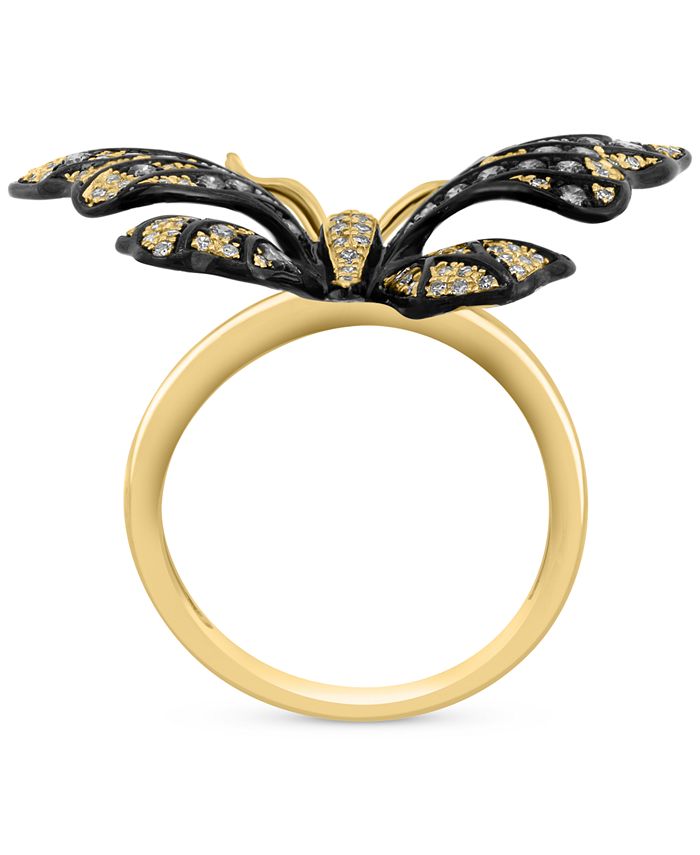 EFFY Collection EFFY® White & Espresso Diamond Butterfly Statement Ring ...