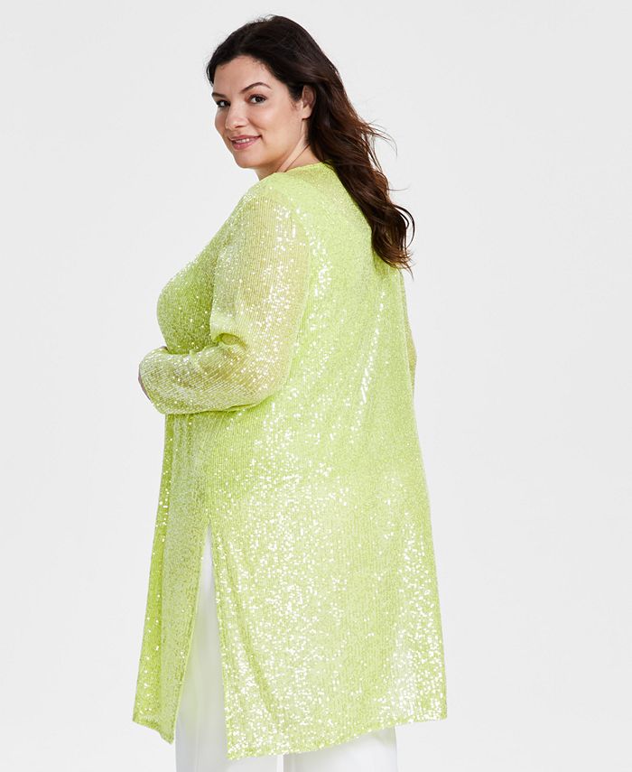 Anne Klein Plus Size Sequin Mesh Duster - Macy's